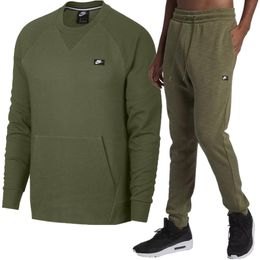 Nike Sportswear Optic Herren-Fleece-Crew-Trainingsanzug in Olivgr&uuml;n