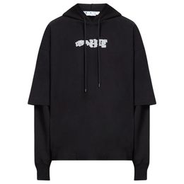 Off-White Carlos Type Double Tee Schwarzer Kapuzenpullover