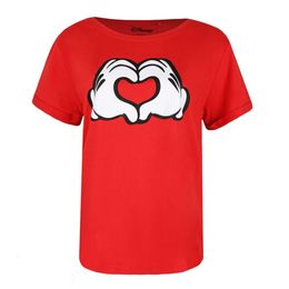 Disney Damen/Damen Love Hands Mickey Mouse T-Shirt (Rot)
