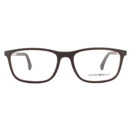 Emporio Armani Rechteckig Gummi Braun Herren Brillenrahmen