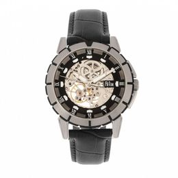 Reign Philippe Automatik-Skelettuhr mit Lederarmband