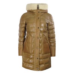 Parajumpers Demi Special Braune lange Daunenjacke aus Leder