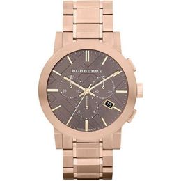 Burberry BU9353 Taupe Chronograph Zifferblatt Rose Gold plattiert Stahl Herrenuhr