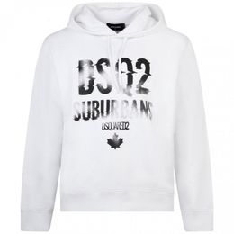 Dsquared2 Faded Suburbans Logo Wei&szlig;er Kapuzenpullover