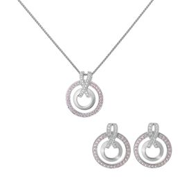 Orphelia 'Azalea' Damen 925 Sterling Silber Set: Kettenanh&auml;nger + Ohrringe - Silber SET-7095