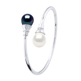 YOU & ME Armband S&uuml;&szlig;wasserperlen Wei&szlig; und Schwarz 11-12 mm 925