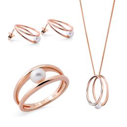 Orphelia 'Heloise' Damen-Set aus 925er Sterlingsilber: Halskette + Ohrringe + Ring &ndash; Ros&eacute; SET-7509