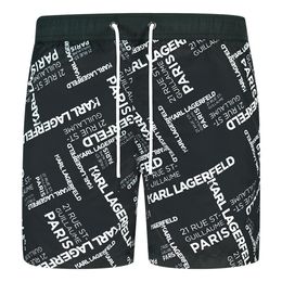 K by KARL LAGERFELD Karl Lagerfeld Paris Logo Schwarze Badehose