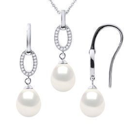NORMANDY Schmuck Halskette & Ohrringe Perlen Sweet Water Wei&szlig; 925