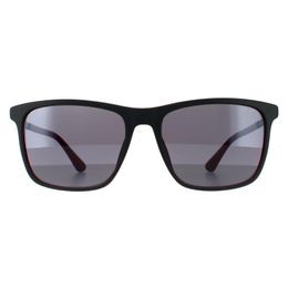 Police Square Unisex Matte Grau und Rot verspiegelte Sonnenbrille