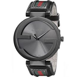 Gucci YA133206 Interlocking 42mm rot und gr&uuml;n Muster Strap Unisex Watch