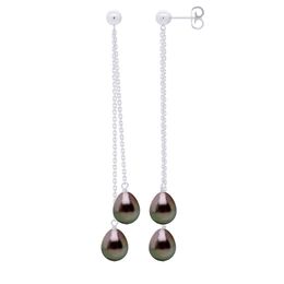 H&auml;ngende Ohrringe &ndash; echte Tahiti-Zuchtperlen, Birne, 7&ndash;8 mm
