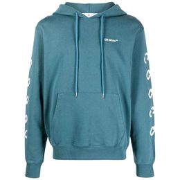 Off-White Slim Fit Kapuzenpullover in Entengrun mit Kettenpfeil-Design