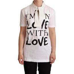 Dolce & Gabbana Dolce & Gabbana Damen Wei&szlig;es Baumwollseiden I'm In Love T-Shirt