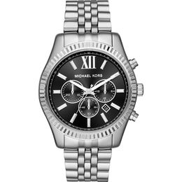 Robuste Herrenuhr der Marke Michael Kors in der Farbe Silber. Das Geh&auml;use hat einen Durchmesser von 45mm. Marke: Michael KorsModellname: MK8602 (45mm)Kategorie: HerrenarmbanduhrMaterialien: EdelstahlFarbe: silber, schwarzZeitmesser: Quarz