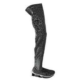 Dolce & Gabbana Dolce & Gabbana Femme Gris L&eacute;opard Chaussures Chaussures Booties Sneakers High Top
