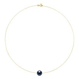 DIADEMA - Halskette - Echte S&uuml;&szlig;wasserperlen - Schwarzer Tahitian Style - Gelbgold