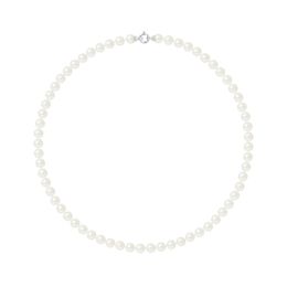 Collier Rang PRINCESSE Perles d'Eau Douce Rondes 7-8 mm Blanches Fermoir Prestige Or Blanc 18 Carats