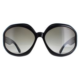 Tom Ford Round Womens Gl&auml;nzend Schwarz Rauch Gradient Georgia 02 FT1011