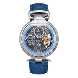 Heritor Automatische Lincoln-Skelettuhr mit Lederarmband und Mondphase