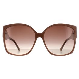 Jimmy Choo Square Womens Nude Glitter Braun Gradient Sonnenbrille