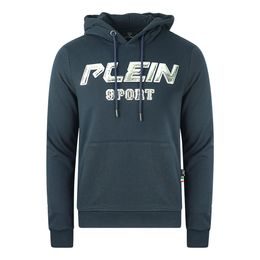 Philipp Plein Sport Silber Logo Marineblau Hoodie