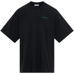 Off-White Moon Tab &Uuml;bergro&szlig;es schwarzes T-Shirt