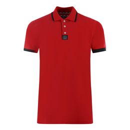 Aquascutum Branded Shoulder Tipped Rotes Poloshirt