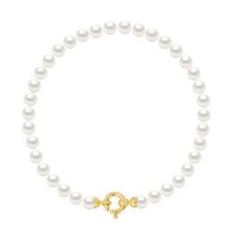 DIADEMA - Armband - Echte S&uuml;&szlig;wasserperlen - Wei&szlig; - Gelbgold