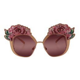 Dolce & Gabbana Dolce & Gabbana Pink Gold Rose Paillettenbestickte DG2202 Damen-Sonnenbrille