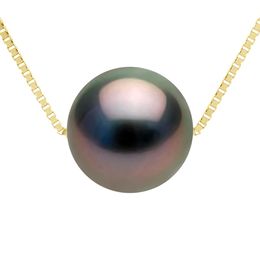 Halskette, echte Tahiti-Zuchtperle, rund, 10&ndash;11 mm