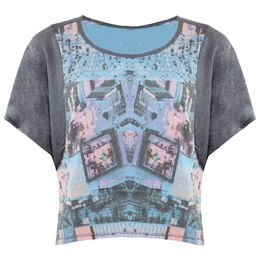Vans von der Wand rund kurze &Auml;rmel graue Damen Start STRUCK CROP TOP V07THTG