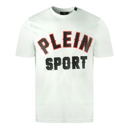 Weisses T-Shirt mit Blocklogo von Plein Sport