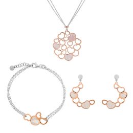 Orphelia 'Maliya' Damen 925 Sterling Silber Set: Kette + Armband + Ohrringe - Silber/Rose SET-7388