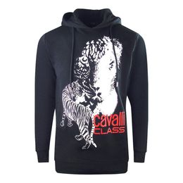 Cavalli Class Kapuzenpullover in Marineblau mit grossem Tiger-Logo