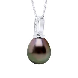 Anh&auml;nger Prestige Wei&szlig;gold 375 & Diamant 0,03 ct &ndash; echte Tahiti-Zuchtperle Birne 10&ndash;11 mm