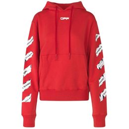 Off-White Airport Tape Diag Roter Kapuzenpullover