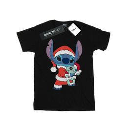 Disney Damen/Damen Lilo und Stitch Stitch Weihnachten Baumwolle Boyfriend T-Shirt (Schwarz)