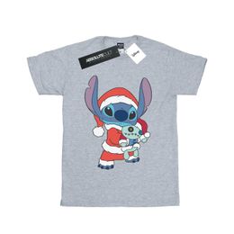 Disney Damen/Damen Lilo und Stitch Stitch Weihnachten Baumwolle Boyfriend T-Shirt (Sport grau)