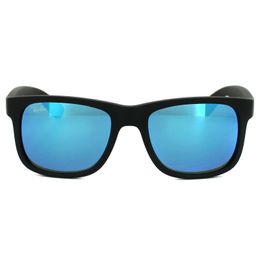 Ray-Ban Sonnenbrille Justin 4165 622/55 Gummi Schwarz Blau Spiegel
