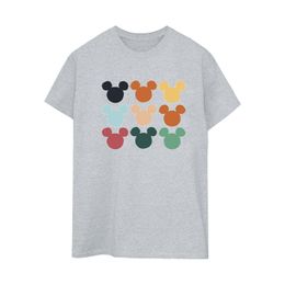 Disney Damen/Damen Micky Maus K&ouml;pfe Quadrat Baumwolle Boyfriend T-Shirt (Sport Grau)