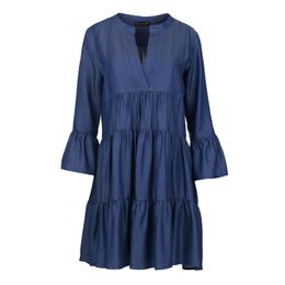 Satin-Denim-Kleid mit gerafften N&auml;hten