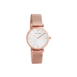 Emporio Armani AR1956 Ros&eacute;goldfarbener Geh&auml;use mit Silbernem Zifferblatt und Mesh-Armband