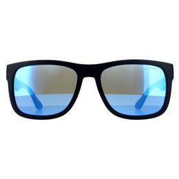 Tommy Hilfiger Rectangle Mens Matte Blue Blue Mirror Sonnenbrillen