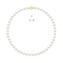 Set Halskette + Ohrringe &ndash; echte S&uuml;&szlig;wasser-Zuchtperlen rund 8&ndash;9 mm