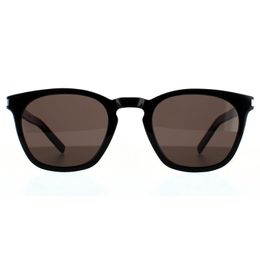 SAINT LAURENT Quadratische Unisex-Sonnenbrille Schwarz Grau