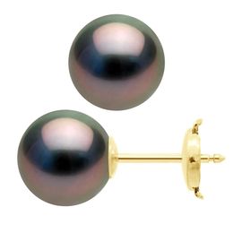 Ohrringe Gelbgold 375 - Echte Tahiti-Zuchtperlen rund 9-10 mm