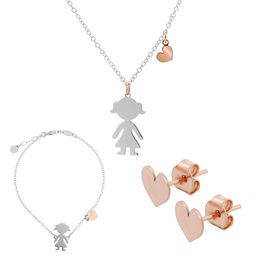 Orphelia 'Lyra' Damen 925 Sterling Silber Set: Kette + Armband + Ohrringe - Silber/Ros&eacute; SET-7390