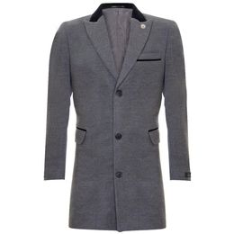 Herren 3/4 grauer langer Crombie-Mantel, Fischgr&auml;t-Tweed-Mantel, Peaky Blinder