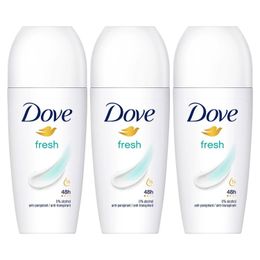 Dove Fresh Roll-On Antitranspirant bis zu 48 Stunden Schutz vor Schwei&szlig; und Geruch, 3x50ml